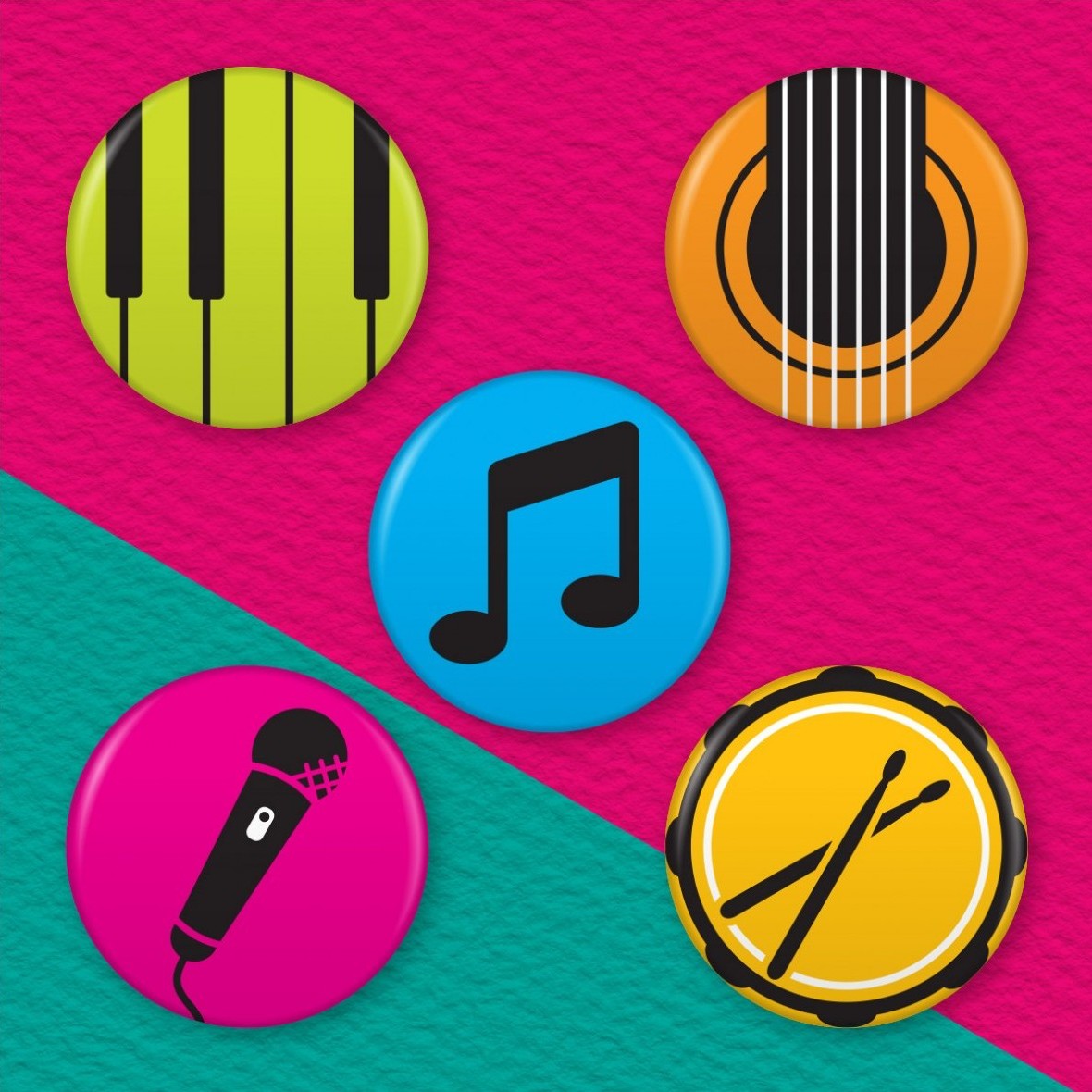 Musical Instrument Button Badges - Online Store | Badger