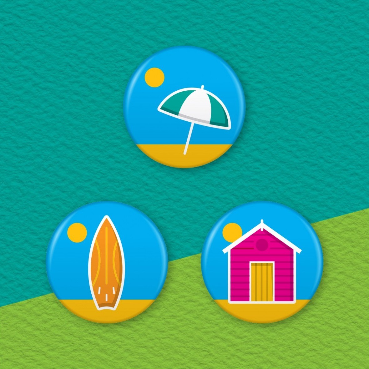 Beach Button Badges - Shop Online | Badger Badges