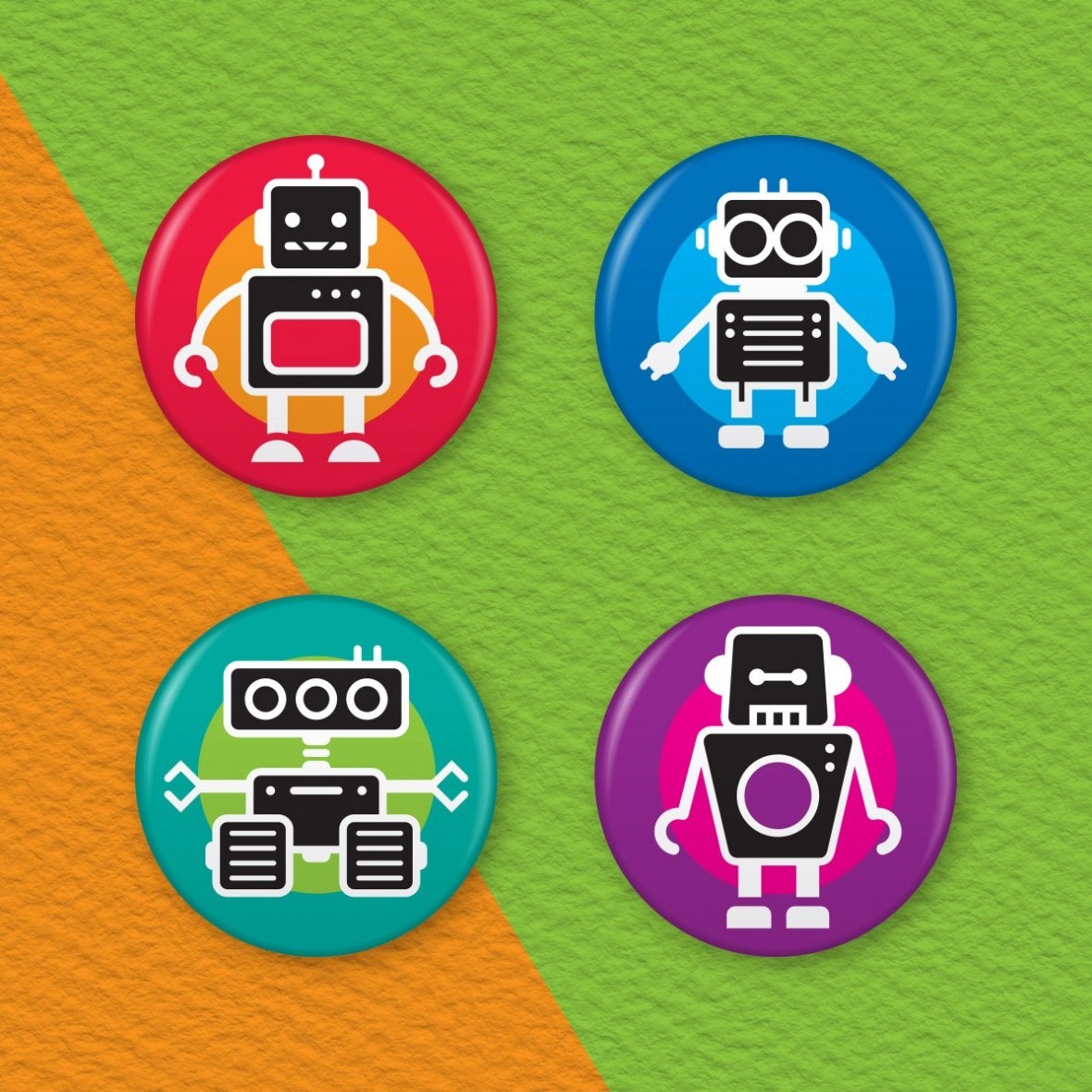 Robot Button Badges - Buy Online | Badger Badges