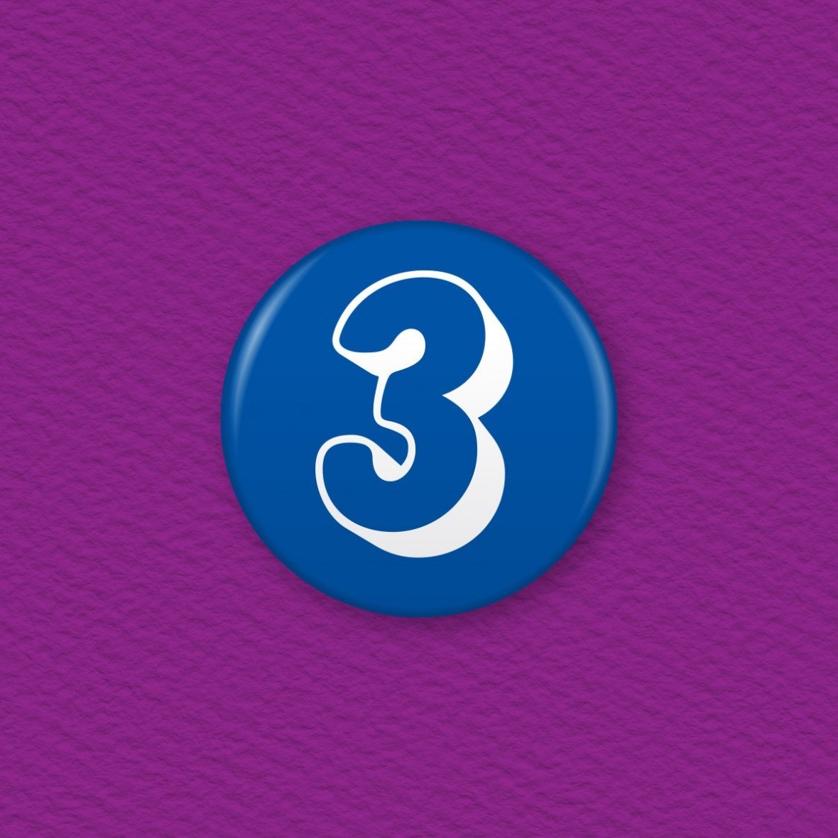 Number 3 Button Badge | Badger